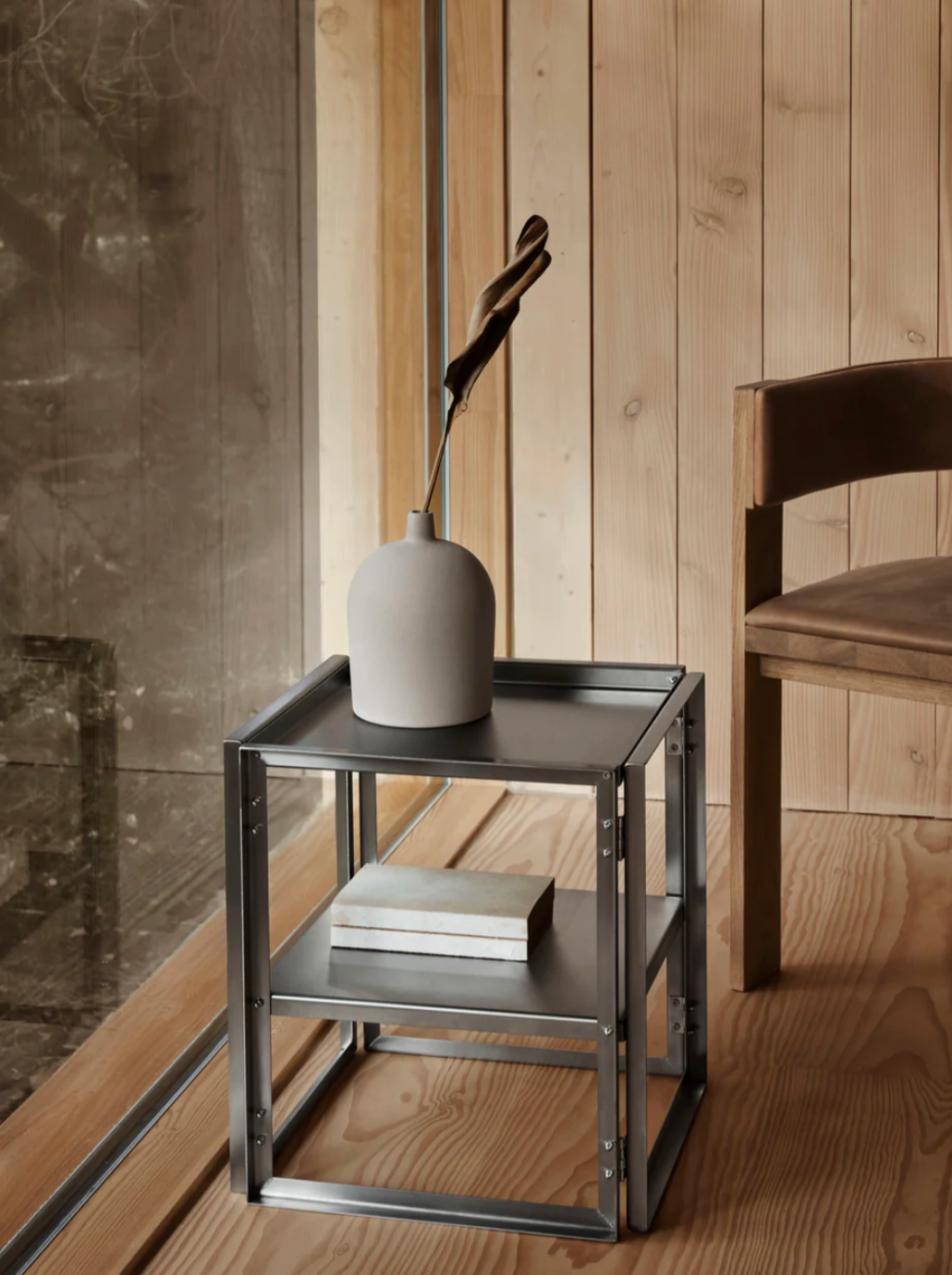 Foldable Side Table in Stainless Steel